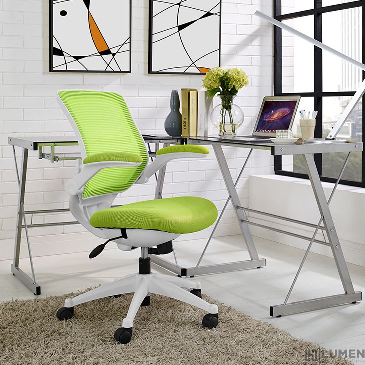 EDGE WHITE BASE OFFICE CHAIR IN GREEN